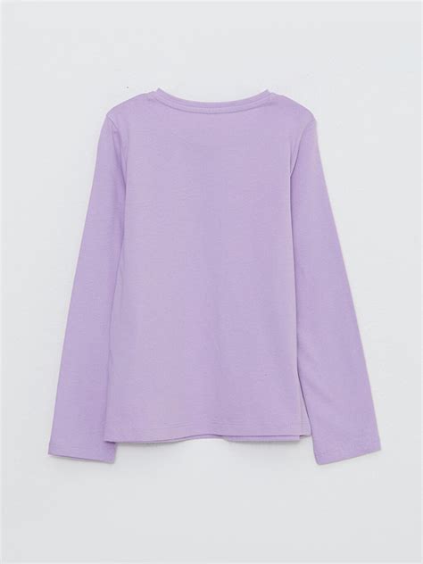 Lc Waikiki მრგვალი საყელო ძირითადი გრძელმკლავიანი მაისური გოგონებისთვის W20562z4 Kya W20562z4