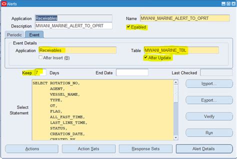 Oracle Application How To Define Event Based Oracle Alert On Custom