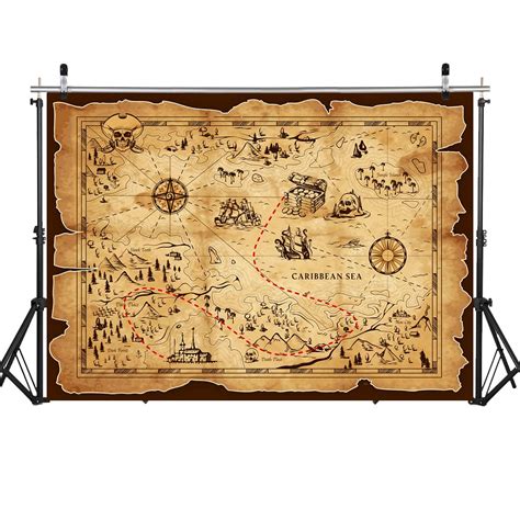 BIG Treasure Map Pirate Maps Aged Reproduction Replica Art Print CANVAS
