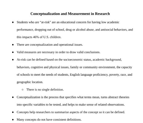 Conceptualization And Measurement In Research Notes Made By Teachers
