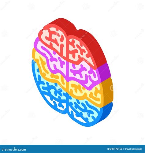 Brain Mapping Neuroscience Neurology Isometric Icon Vector Illustration