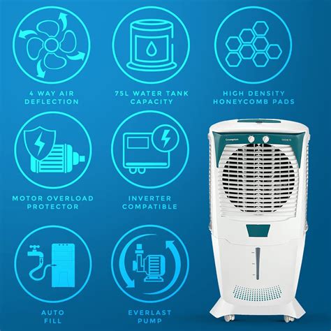 Buy Crompton Ozone Litres Desert Air Cooler Way Air Deflection ACGC DAC White And
