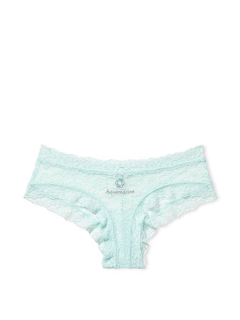 Blue Crystalline Birthstone Embroidery Cheeky Lace Knickers Victoria