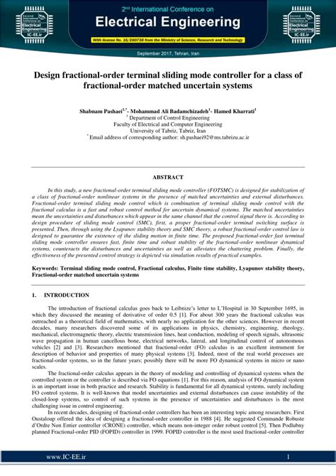 Pdf Design Fractional Order Terminal Sliding Mode Controller For A Class Of Fractional Order
