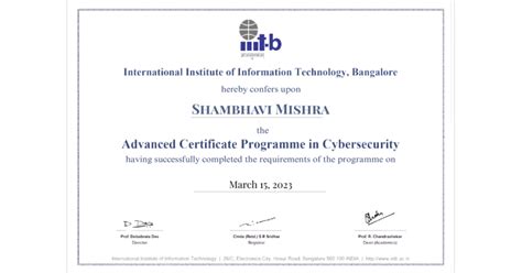 Advanced Certificate Programme In Cyber Security July 2022 Iiit Bangalore • Shambhavi Mishra