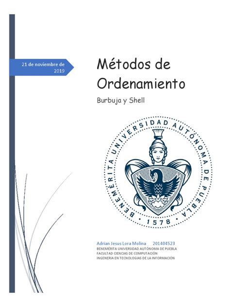 Metodos De Ordenamiento Pdf Algoritmos Y Estructuras De Datos Matemáticas Discretas