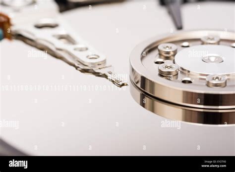 Computer Hard Disk Drive Internals And Binary Number Code Stock Photo Alamy