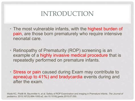 Retinopathy Of Prematurity Pain Management Biums Joobin Khadamy Pptx