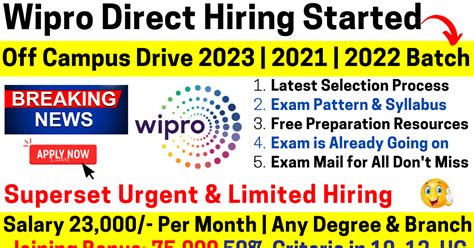 Wipro Started Off Campus Urgent Hiring As Project Engineer Trainee Role Any Graduate