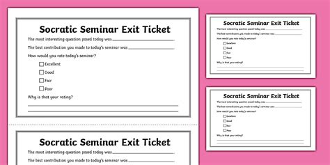 Socratic Seminar Exit Ticket For 6th 8th Grade Twinkl