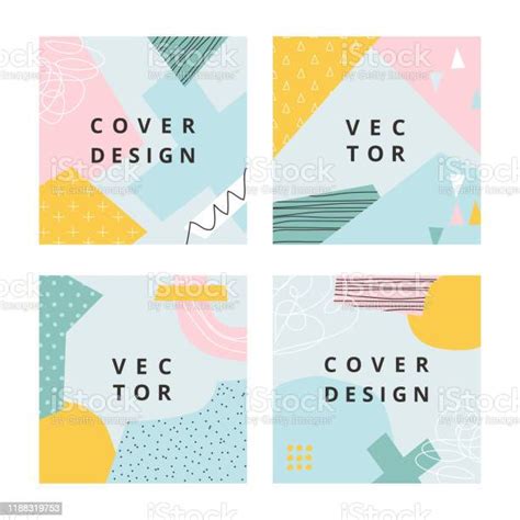 스칸디나비아 스타일의 텍스트 디자인 템플릿에 대한 복사 공간이있는 추상 사각형 파란색 배경의 벡터 세트입니다 0명에 대한 스톡 벡터 아트 및 기타 이미지 Istock