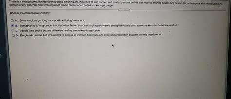 Solved There Is A Strong Correlation Between Tobacco Smoking