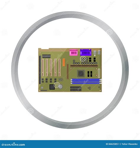 Motherboard Icon In Cartoon Style Isolated On White Background Personal Computer Symbol Stock
