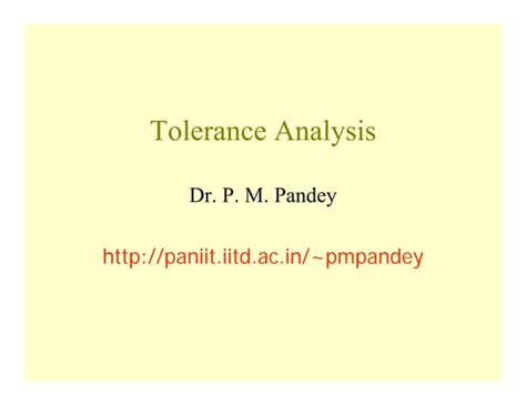 Tolerance Analysis Pdf