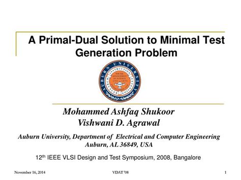 Ppt A Primal Dual Solution To Minimal Test Generation Problem Powerpoint Presentation Id6678963