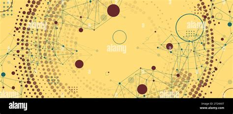 Halftone Science Background With Connecting Dots And Lines Digital Data Visualization Vector