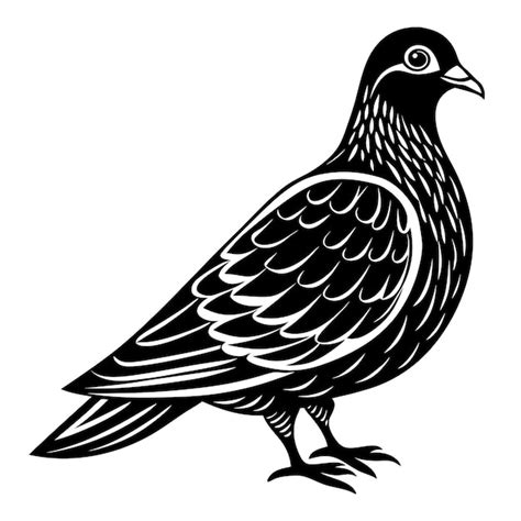 비둘기 실루 터 일러스트레이션 흑백 프리미엄 Ai 생성 벡터
