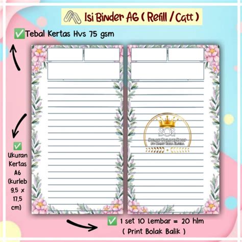 Jual Refill Binder Kertas Binder A6 Shopee Indonesia