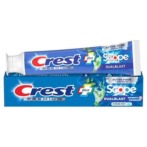 Crest Intense Mint Flavor Premium Plus Scope Dual Blast Toothpaste 72