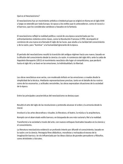 Qué Es El Neoclasicismo Pdf Romanticismo