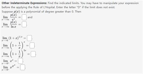 Solved Other Indeterminate Expressions Find The Indicated