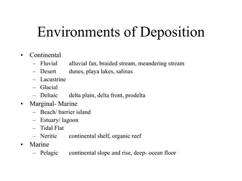 Ppt Depositional Environments And Sedimentary Facies Powerpoint