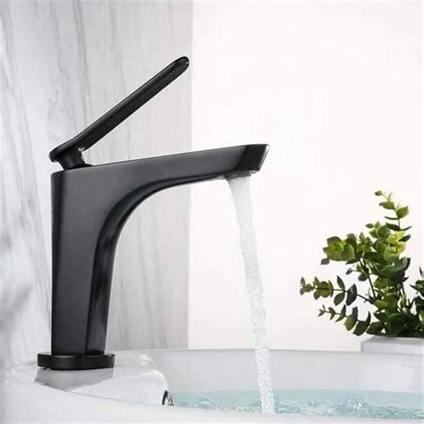 믹서 워터 탭 블랙 단일 구멍 분지 수도꼭지 공급 라인 다층 도금 공정 세라믹 스풀 싱크 탭 부엌 욕실 호텔 Temu