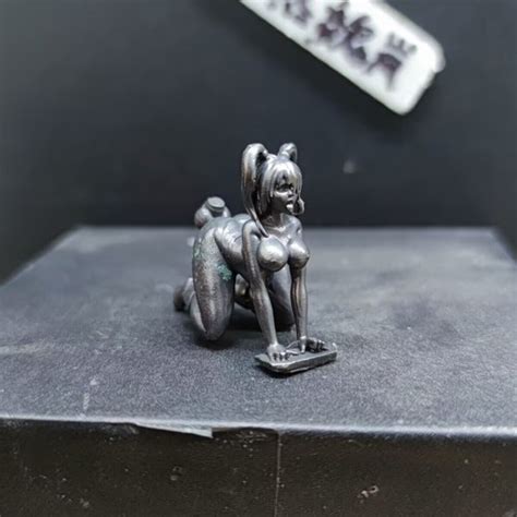 Chinese Bronze Copper Statue Hand Carved Mini Sex Beauty Girl Figurine