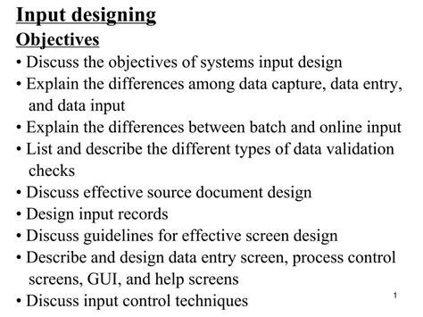 Ppt Input Designing Objectives Discuss The Objectives Of Systems
