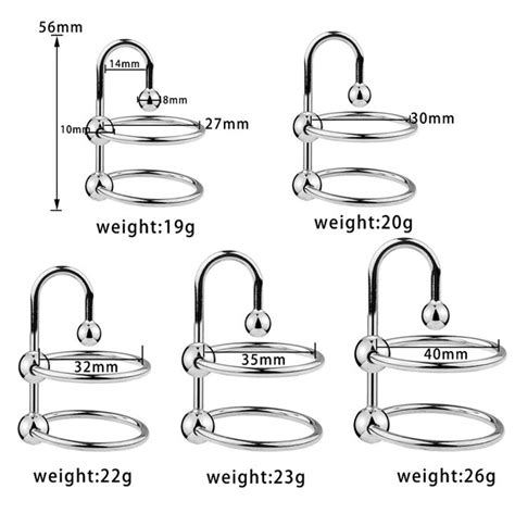 Stainless Penis Double Cock Rings With Urethral Sounds Ball Sperm