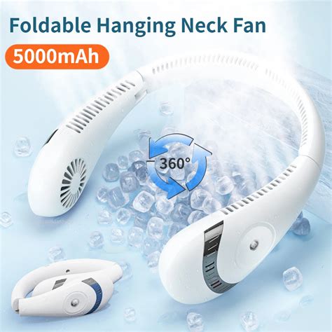 휴대용 행잉 넥 선풍기 디지털 디스플레이 접이식 냉각 선풍기 Usb 충전식 넥 쿨러 블레이드리스 음소거 넥밴드 팬 5000mah Aliexpress