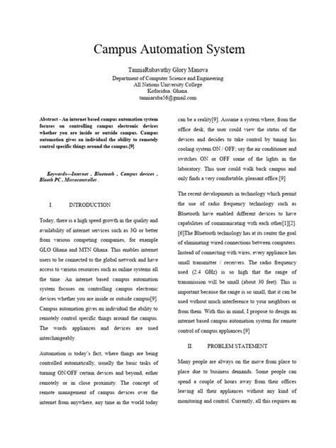 Campus Automation System Full Document Download Free Pdf Internet Bluetooth