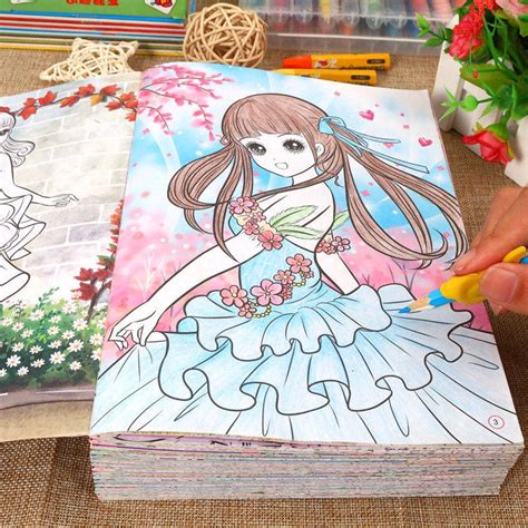 สมุดระบายสี สมุดภาพเจ้าหญิง ปริ๊นเซสาวระบายสีสาวหนังสือภาพวาดตุ๊กตาบาร์บี้หนังสือภาพวาดอนุบาล