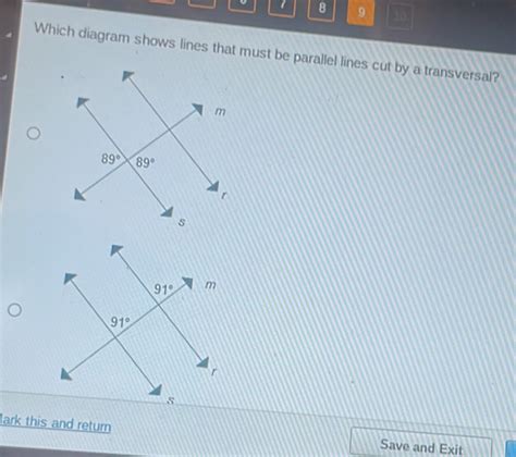 solved 7 8 9 10 which diagram shows lines that must be parallel lines