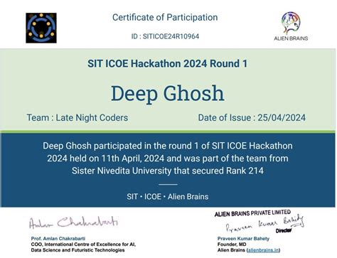Deep Ghosh On Linkedin Hackathon Teamwork Siticoe2024