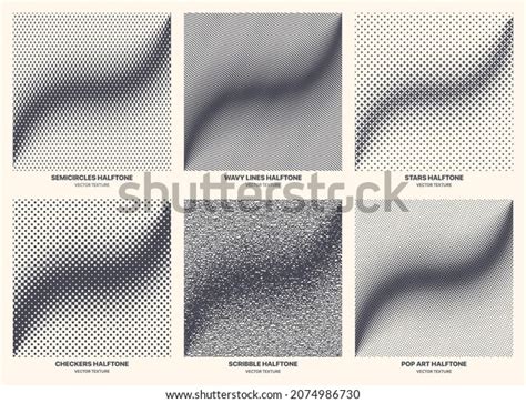 Different Variations Halftone Texture Set Vector Stock Vector Royalty Free