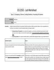 CIS 2550 Topic11 Lab Docx CIS 2550 Lab Worksheet Topic 11 Designing A Scheme Creating