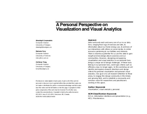 Pdf A Personal Perspective On Visualization And Visual Analytics