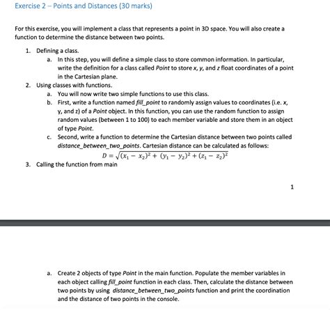 Solved Exercise Points And Distances Marks For This Chegg