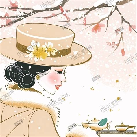 Ai创作图喝茶的旗袍美女插画 大雪女孩插画 仕女赏雪图 插画美容养颜 手绘贵妃卡通 款冬插画 木棉花美女插画 山茶花女孩插画 春夏秋冬女孩插画 花茶旗袍美人包装插画 旗袍美人喝茶插画 插画艺妓