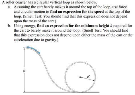 solved a roller coaster has a circular vertical loop as