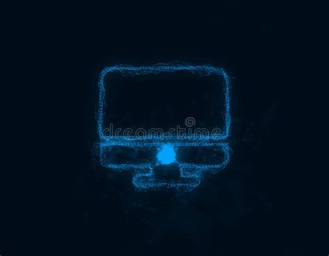 Computer Monitor Icon With Plexus Effect Connected Lines With Dots