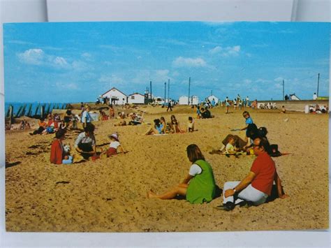 Holidaymakers Relaxing On The Sandy Beach St Osyth Essex 1960s Vintage Postcard Europe