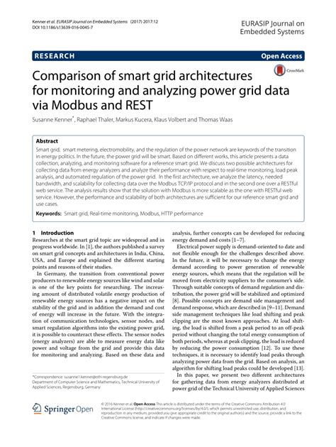 PDF Comparison Of Smart Grid Architectures For Monitoring And Analyzing Power Grid Data Via