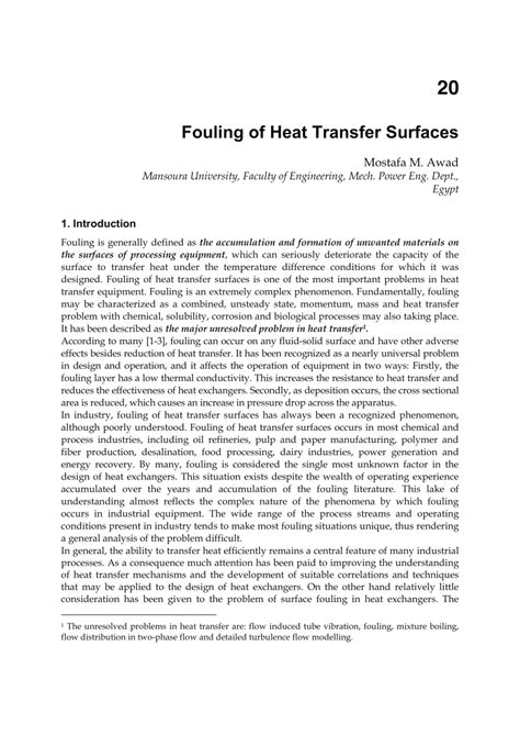 Pdf Fouling Of Heat Transfer Surfaces