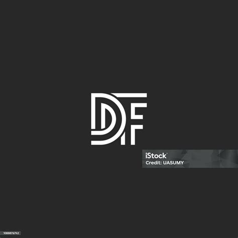 Dua Huruf Monogram Logo Inisial Df Atau Fd Menenun Baris Desain