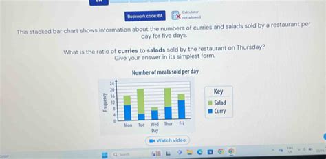 Solved Bookwork Code A Not Allowed Calculator This Stacked Bar Chart Shows Information About