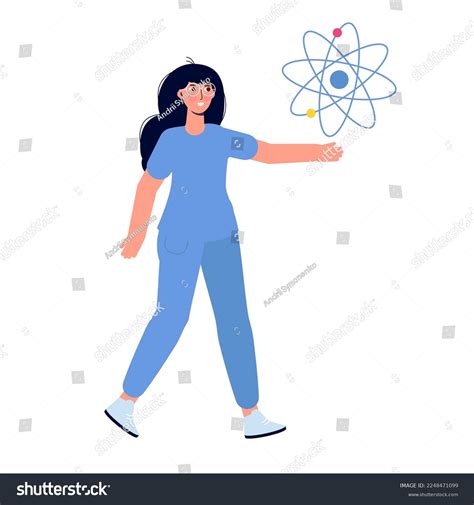 Woman Scientists Showing Atomic Model Vector Stock Vector Royalty Free 2248471099 Shutterstock
