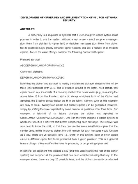 65 development of cipher key and implementation of ssl for network