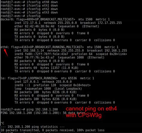 TDA VM TDA VM CPSW G Native Ethernet Mode Ping On Eth But No Packets Received Processors
